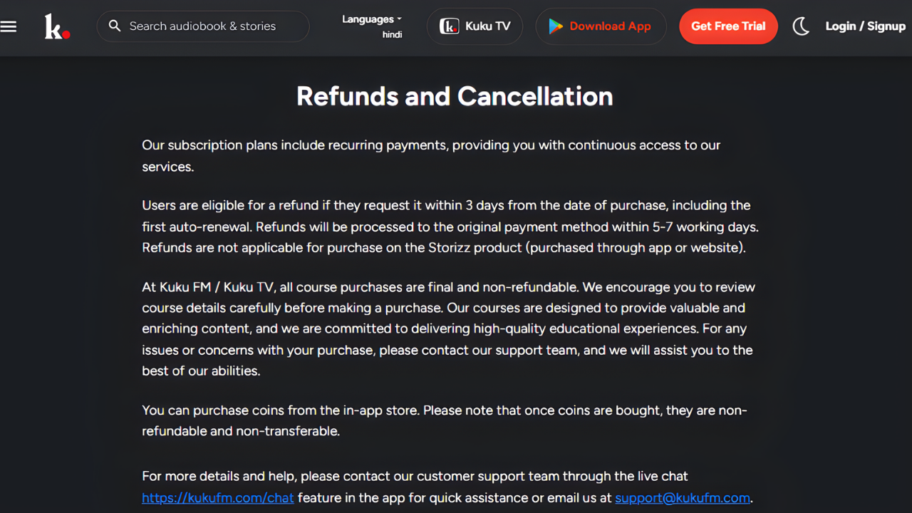 Kuku TV Refund Policy: Cancellation, Eligibility & Process
